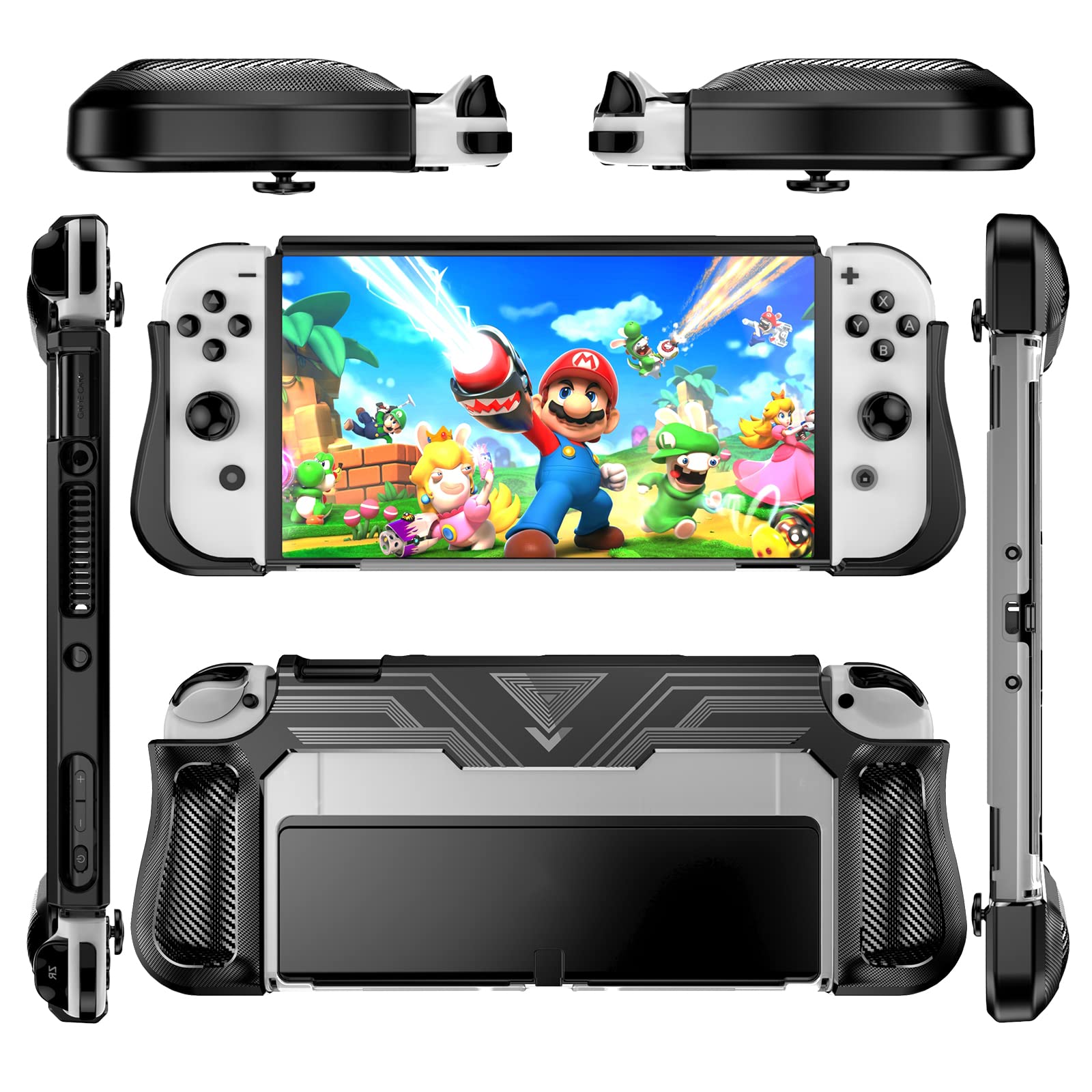 Dockable Case Compatible with Nintendo Switch OLED Model 2021, Upgraded Protective Dockable Case Cover Accessories Compatible with Nintendo Switch OLED 7 Inch Console and Joy-Con Controller, Black