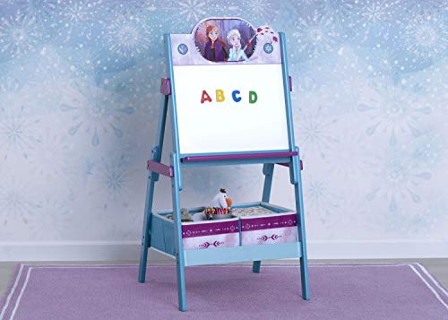 Disney Frozen II 3-Piece Toddler Playroom Set by Delta Children - Set Includes: Activity Easel, 4-Shelf Playhouse Bookcase and Convertible Bench/Desk