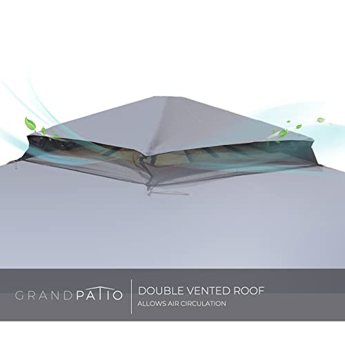 Grand Patio Replacement Canopy Top for 10x13 FT Outdoor Gazebo, Double Tiers Polyester Canopy Top Water-Resistant Anti-UV Shelter Sun Shade with Mesh Netting