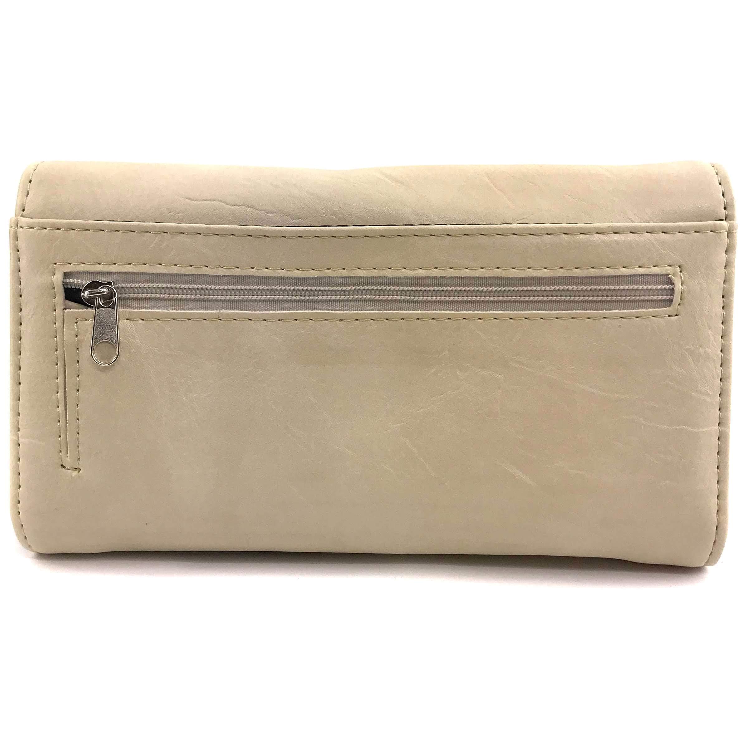 Zelris Faith Love Hope Cross Angel Wing Women Conceal Carry Handbag Wallet Set (Beige)