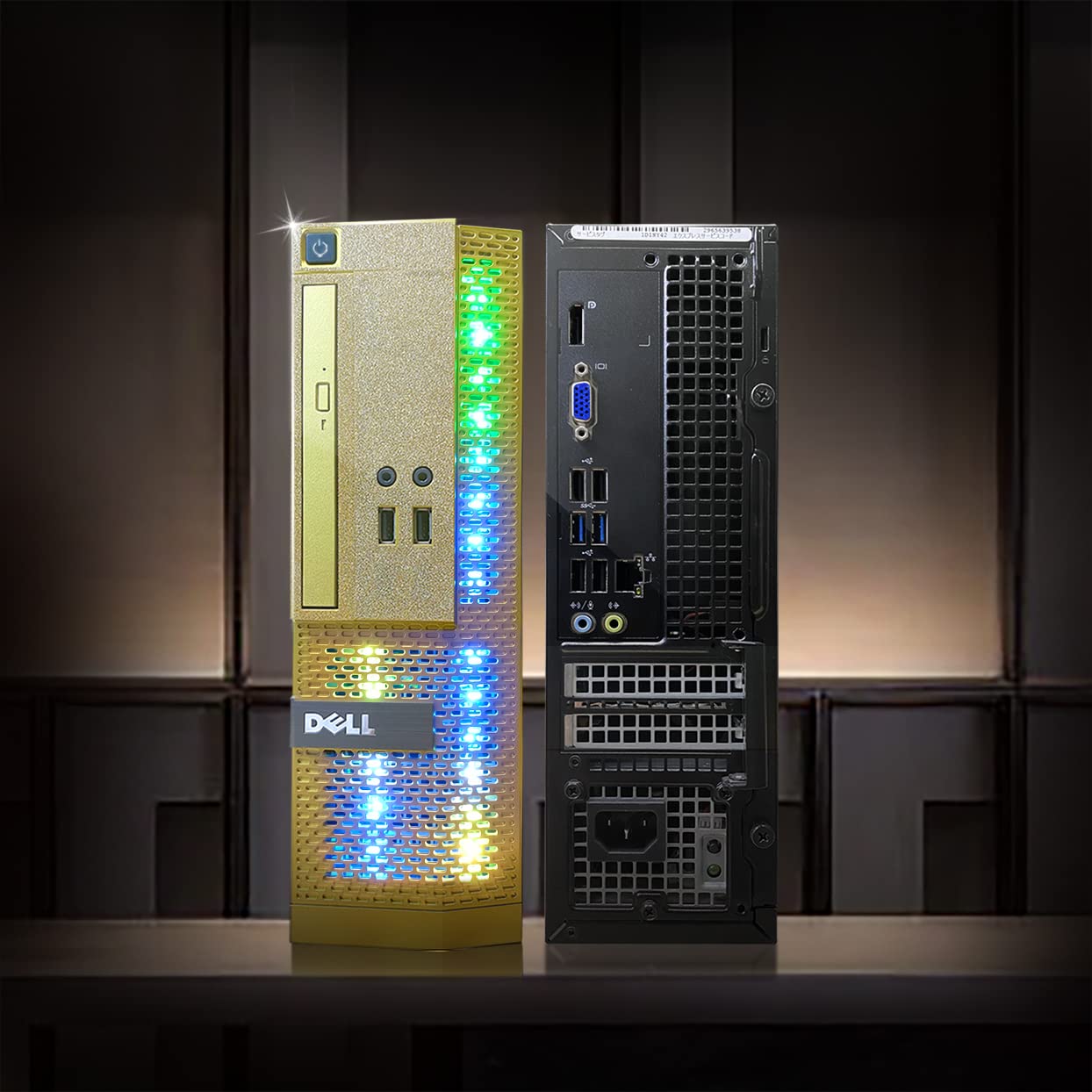 Dell PC Treasure Box RGB Desktop Computer Intel Quad Core I5 up to 3.6G, 16G, 512G SSD, WiFi & Bluetooth, RGB Gaming PC Keyboard & Mouse, DVD, Windows 10 Pro (Renewed) (Glamour Gold)