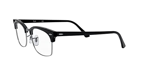 Ray-Ban RX3916VF Clubmaster Square Low Bridge Fit Prescription Eyeglass Frames, Shiny Black/Demo Lens, 55 mm