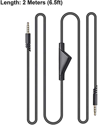 YARENKA Replacement Astro A10 A40 Cable - 2.0M Astro A40 TR Inline Mute Cable Cord for Astro A10/A40 Gaming Headsets Xbox One PS4 PS5 Controller Headphone Audio Extension Cable 6.5 Feet Black