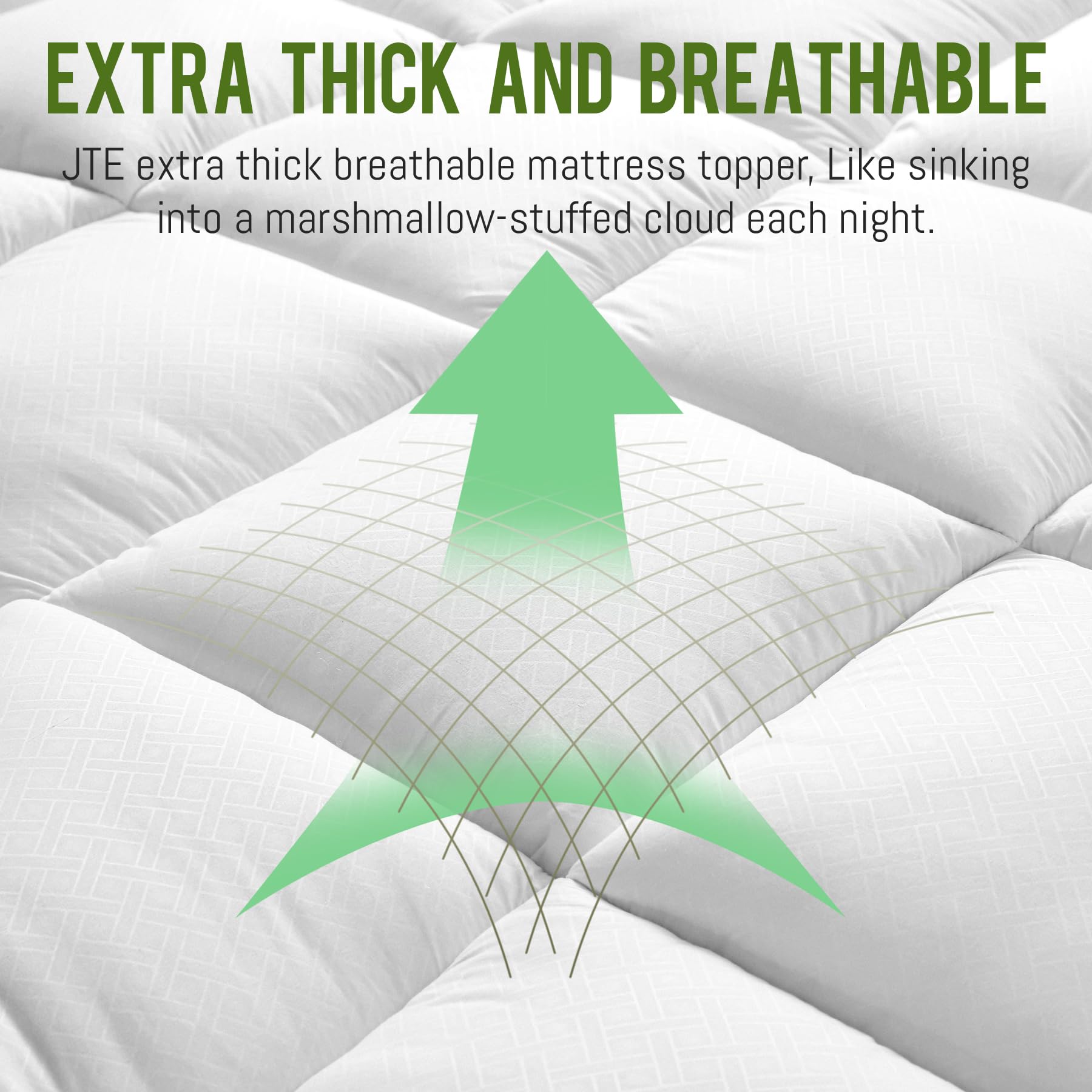 JTE Mattress Topper King for Back Pain,1200G Extra Thick Cooling Mattress Pad Cover for Deep Sleep, 3D Snow Down Alternative Overfilled Pillow Top Mattress Protector with 8-21 Inch Deep Pocket(76*80)
