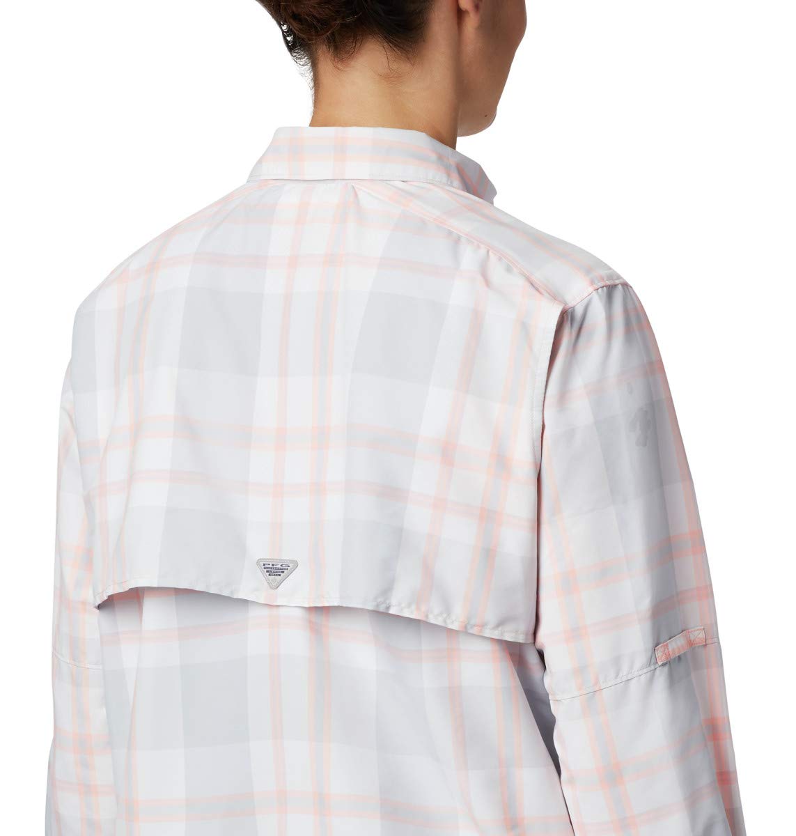 Columbia Women's Standard Super Bahama Long Sleeve Shirt, Tiki Pink Plaid, X-Large