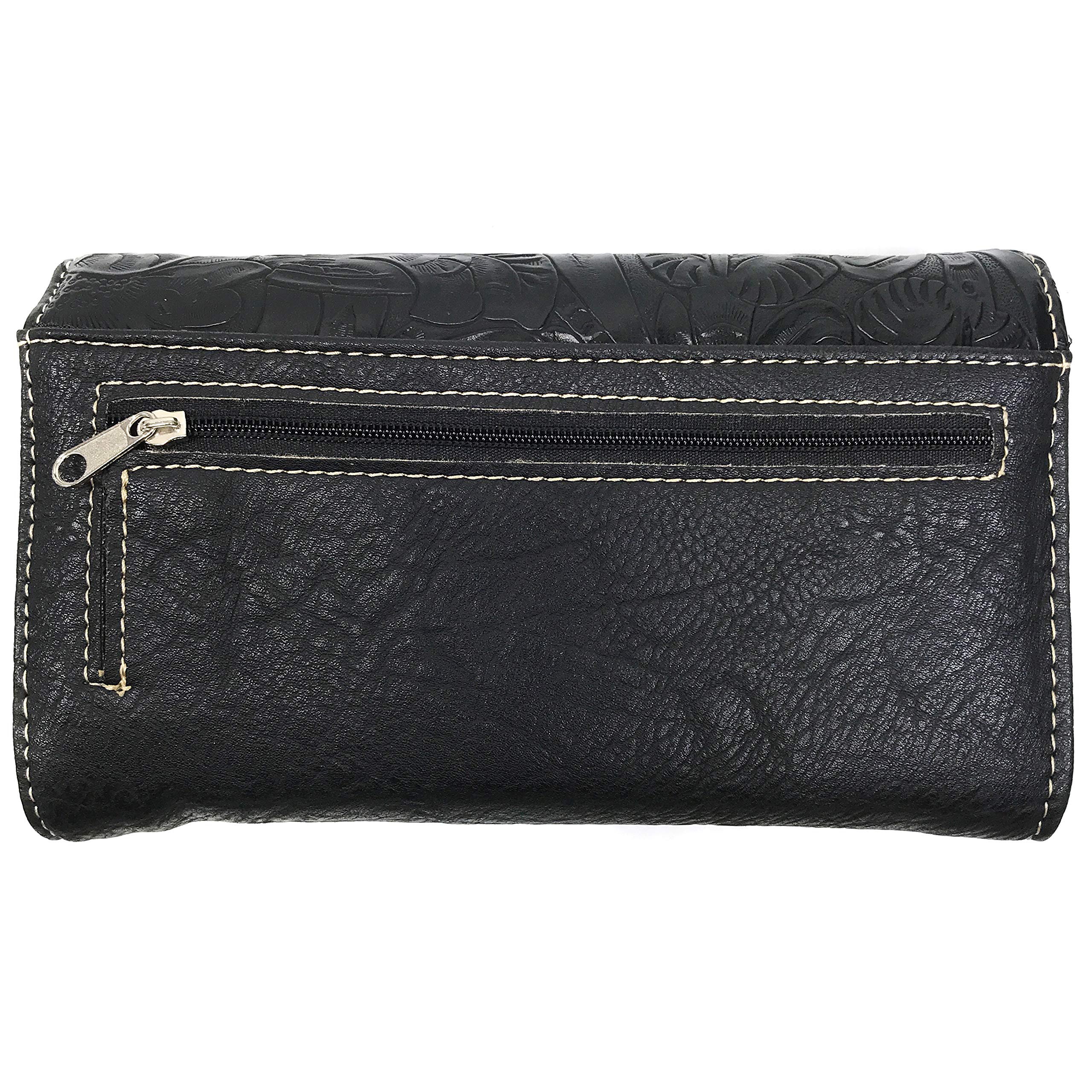 Zelris Western Rearing Horse Embroidered PU Vegan Leather Crossbody Wallet (Tan)