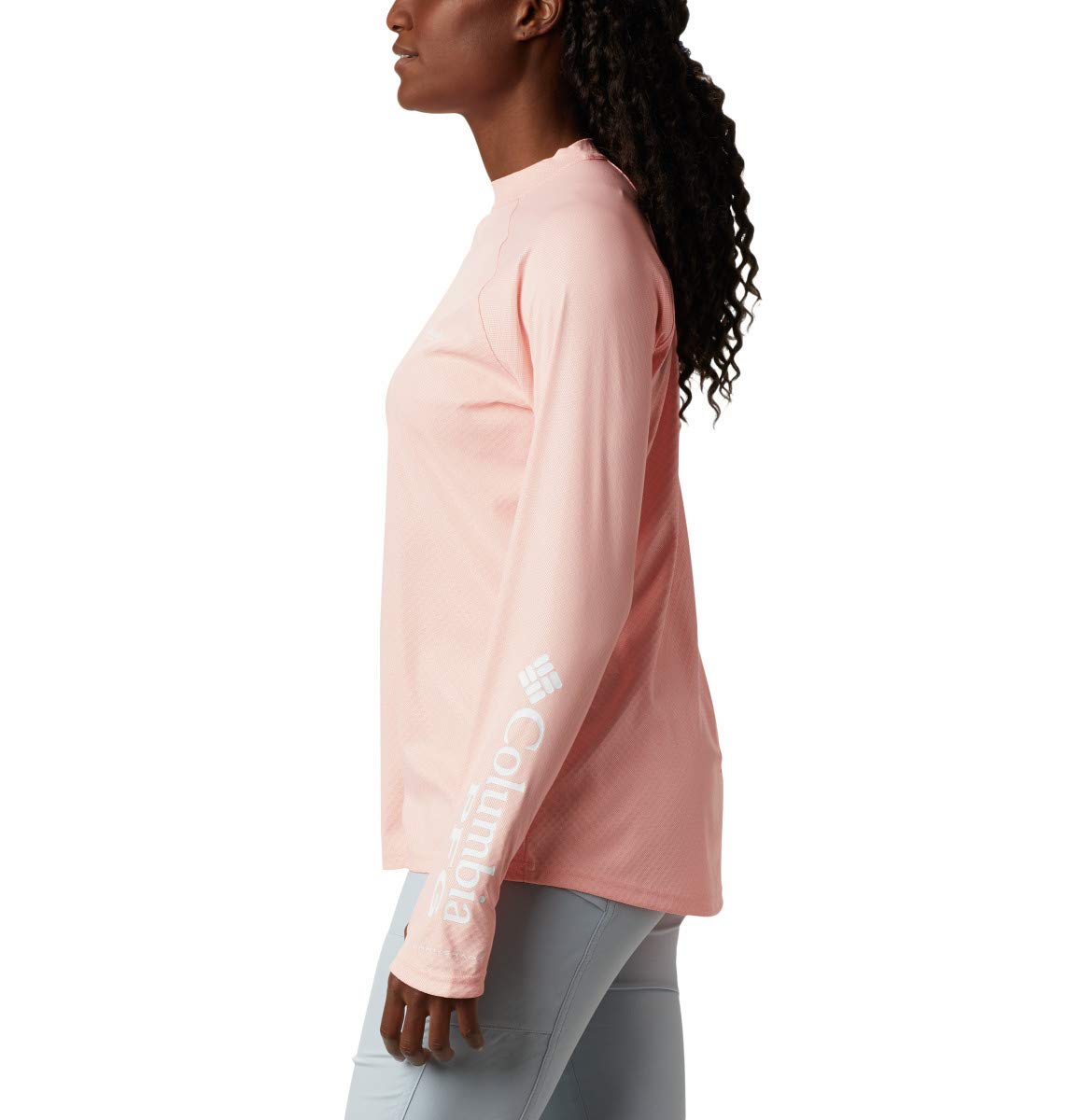 Columbia Women's Tidal Deflector Zero Mock Long Sleeve, Tiki Pink, Medium