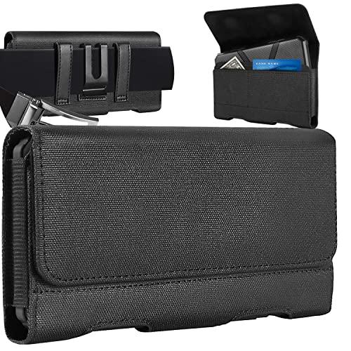 Mopaclle Phone Holster for Galaxy Note 20 Ultra/ S23 Ultra / S21+/ A13/ A14/ A03/ A04s/ A42/ A21/A52 /A53/A73/ iPhone 13 Pro Max/ 15 Plus/Moto G Stylus, Nylon Belt Clip/Loops Phone Pouch Card Holder