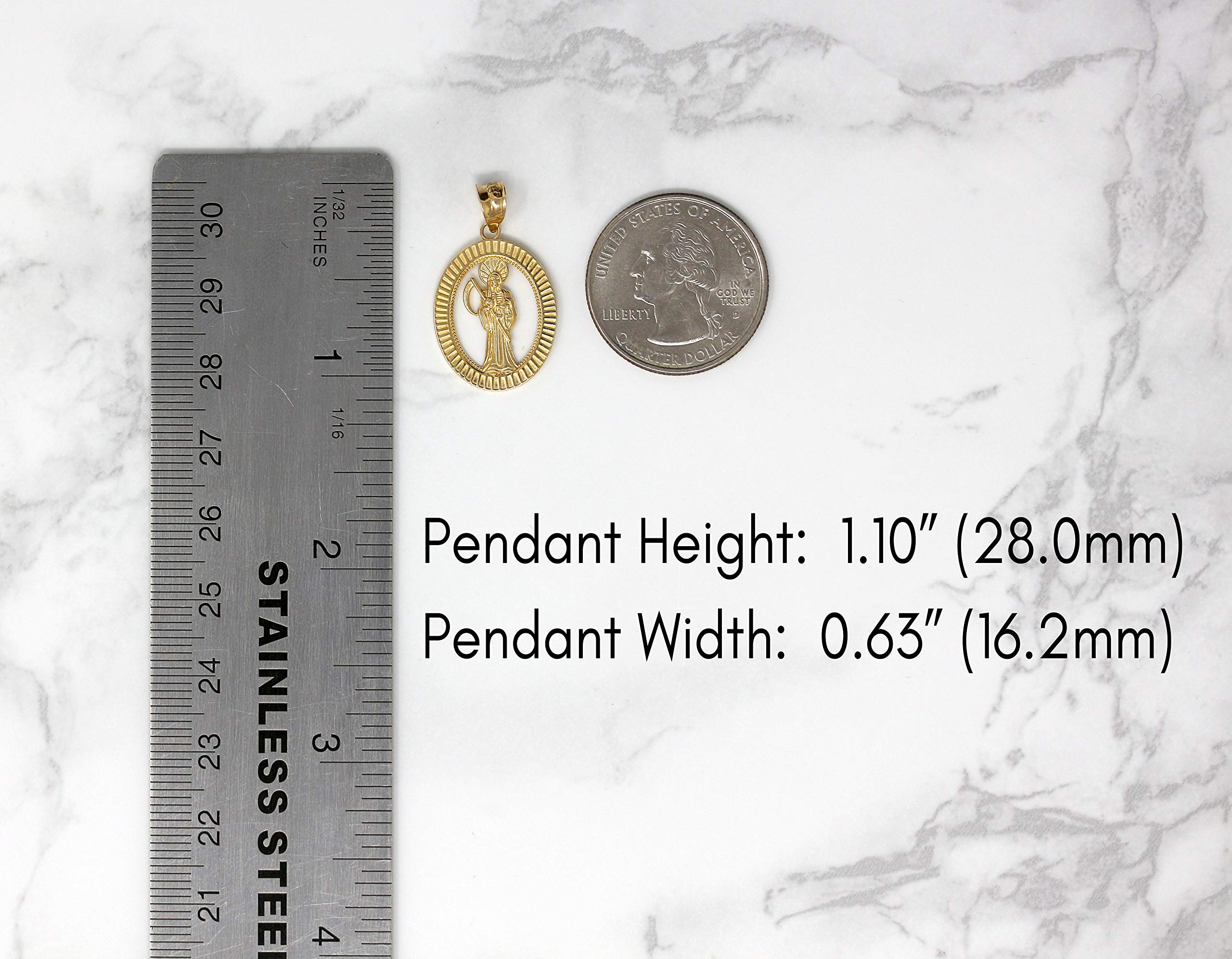 CaliRoseJewelry 10k Santa Muerte Oval Charm Pendant in Yellow Gold