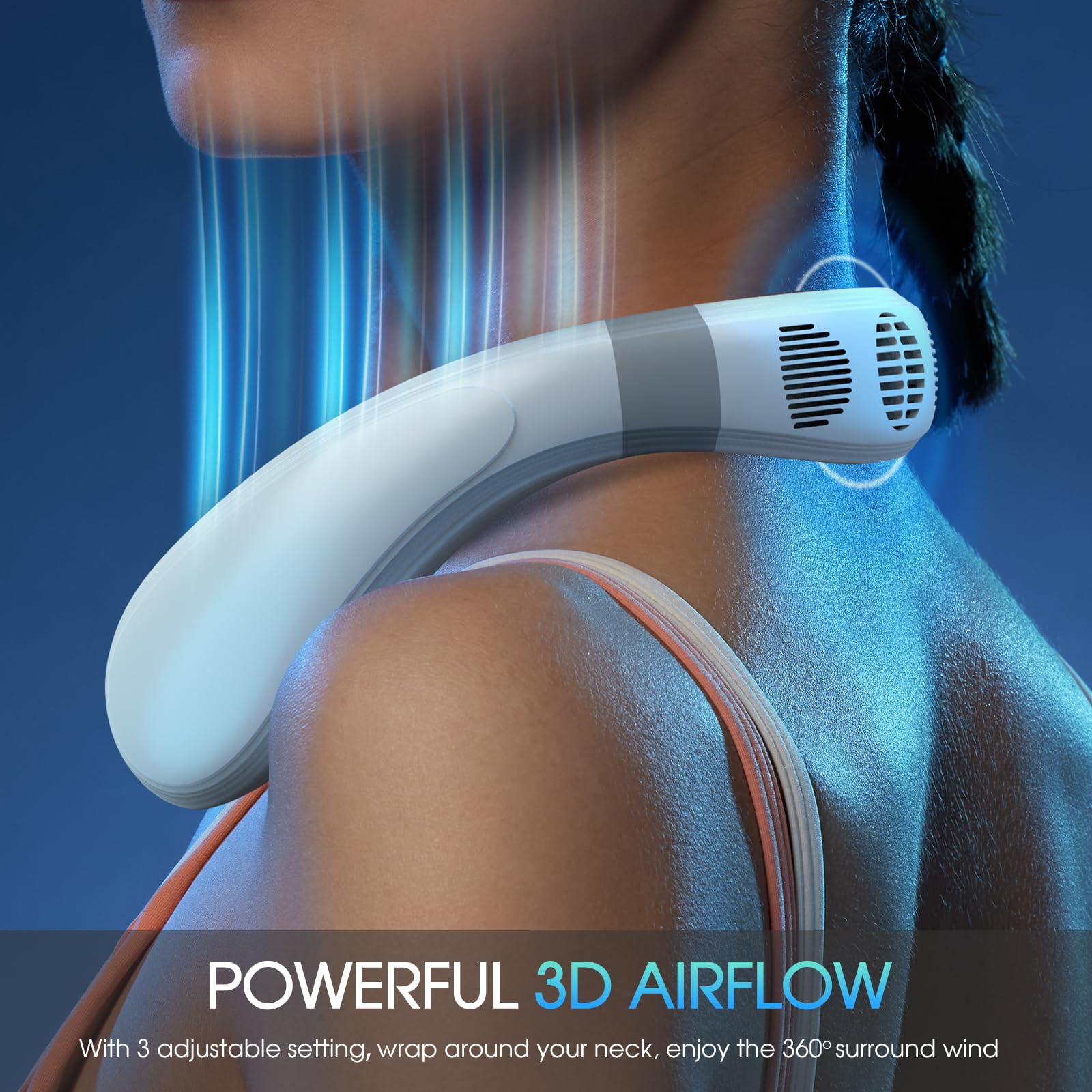 FAMOTANSIA Neck Fan with Cooling Plate|Neck Air Conditioner|4400mAh Rechargeable Battery Operated|Cooling Neck Fan for Women and Men(White)