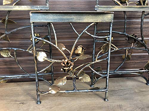 Garden bench consisting of 3 parts made in the technique of the artistic forging, floral decor