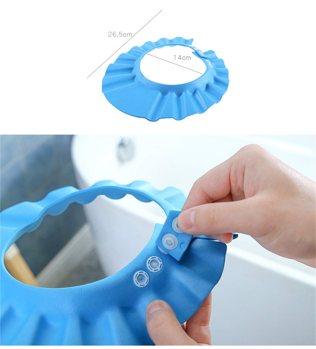 RDFGAWTCS Baby Shower Cap Silicone Bathing Hat, Adjustable Shower Cap Infants Soft Protection Hat Safety Visor Cap Hat for Toddler Kids (Blue)