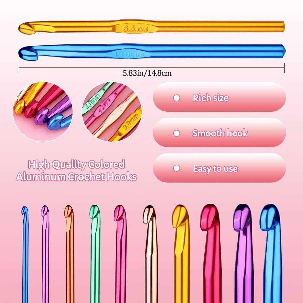 Crochet Hooks, Ergonomic Crochet Hook Set, 99 Pack Crochet Kit for Beginners, Soft Grip Crochet Hooks Set, Crocheting Supplies for Beginners Knitting Yarn Lovers