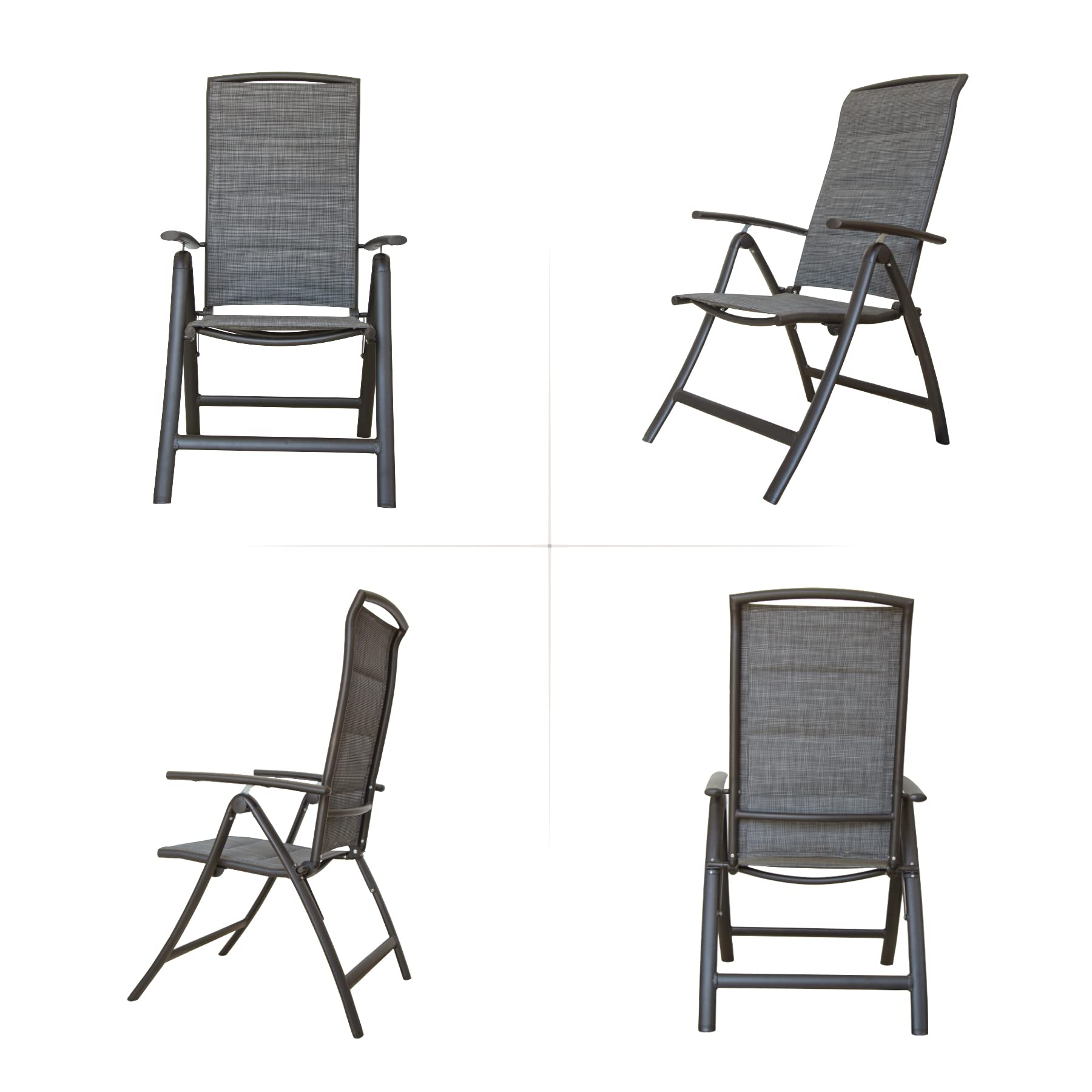 Domi Folding Patio Chairs Set of 2, Aluminium Frame Reclining Sling Lawn Chairs with Adjustable High Backrest, Patio Dining Chairs for Outdoor,Porch,Balcony (Double-Layered Textilene Fabric)