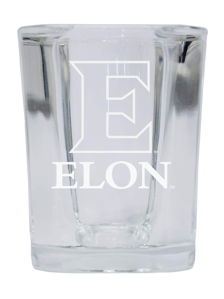 Elon University 2 Ounce Square Shot Glass laser etched logo Design 2-Pack