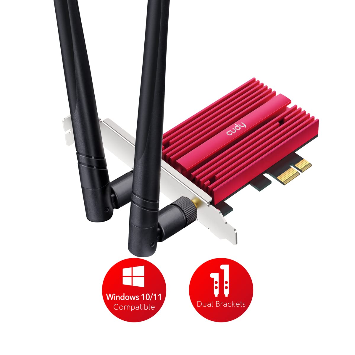 Cudy AX5400 Wireless WiFi 6E PCIe Card for PC, Bluetooth 5.2, AX210 Module Inside, Bluetooth 5.2/5/4.0, 802.11ax/ac/a/b/g/n, Windows 11,10, WE3000S V2