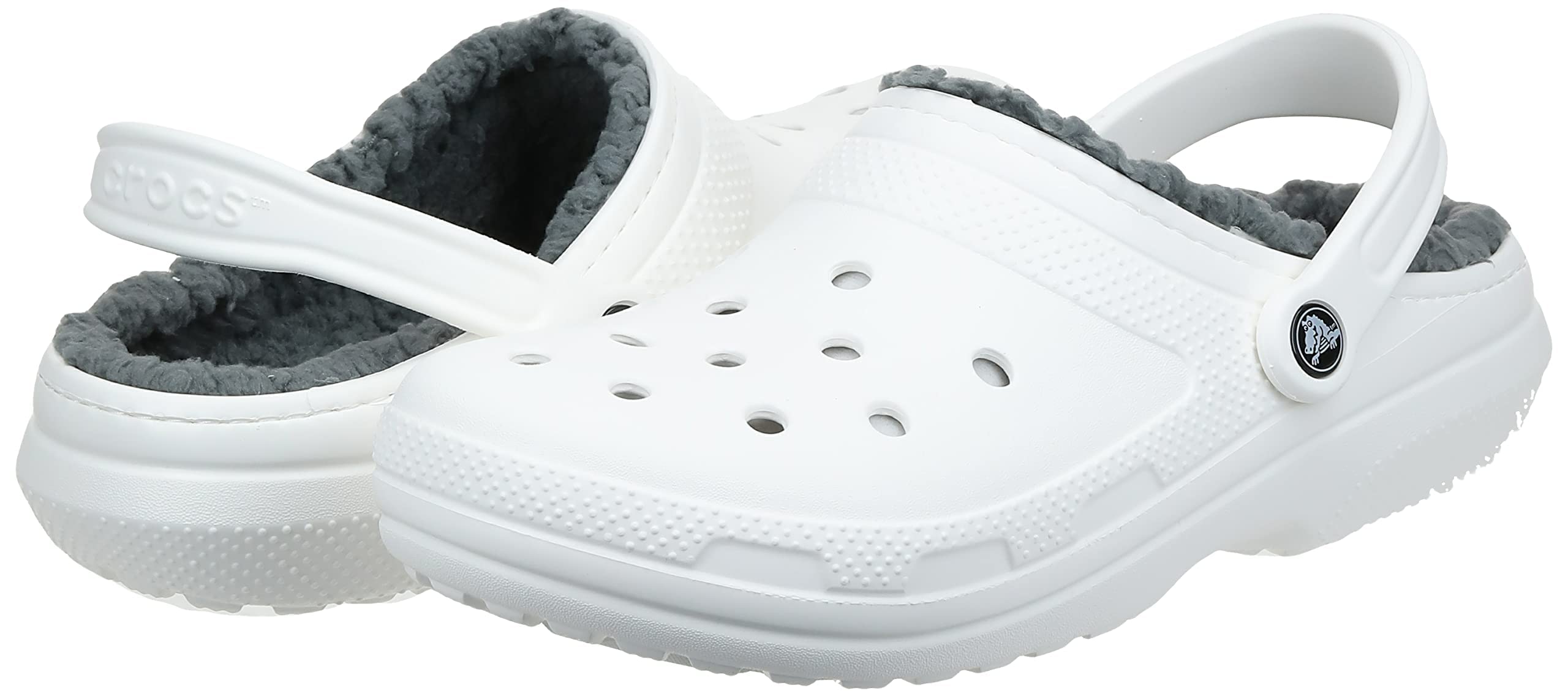 Crocs Classic Lined Clog White/Grey Men's 8, Women's 10 Medium