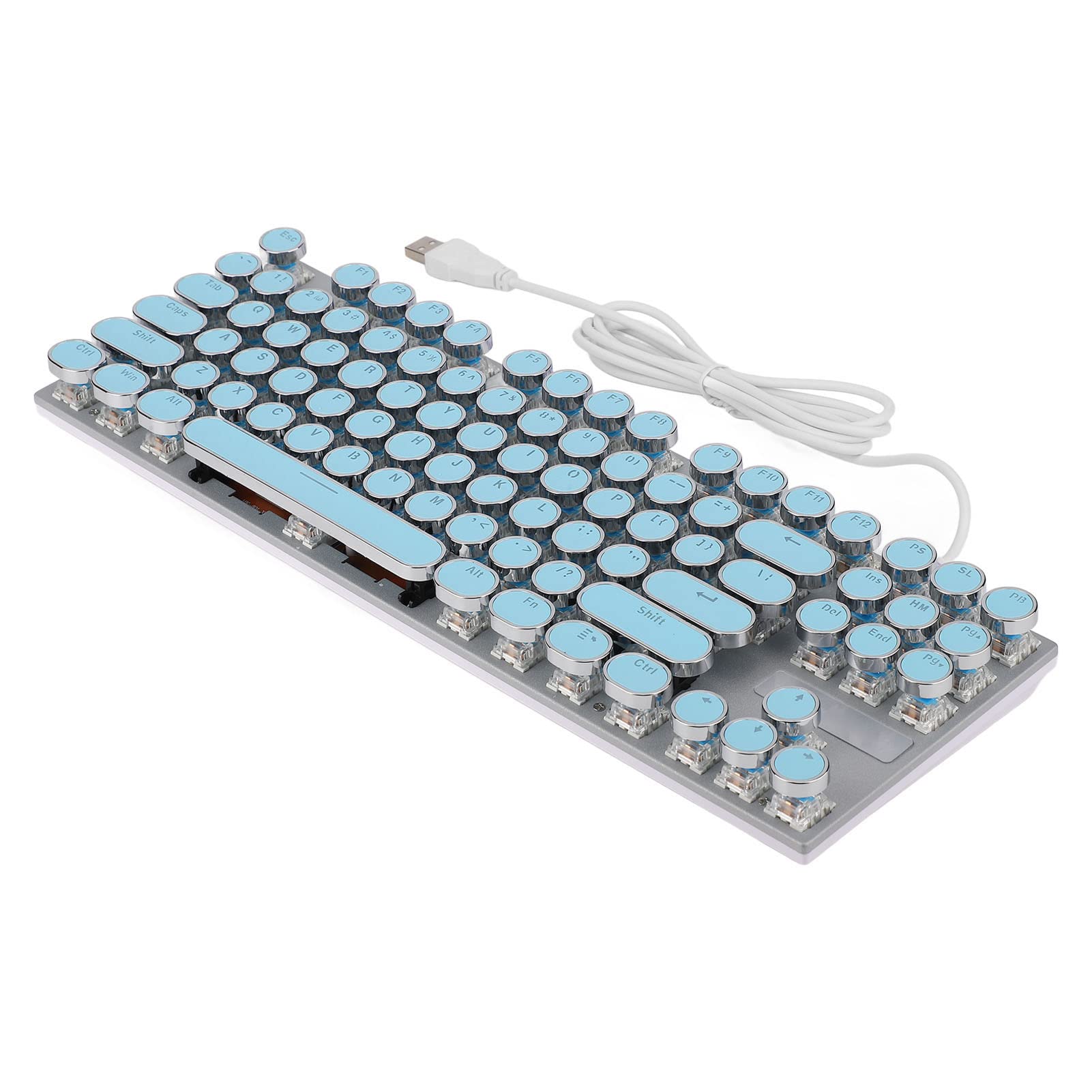 GOWENIC Mechanical Keyboard, 87 Keys Compact Full Key Mechanical Gaming Keyboard with RGB Backlit, Blue Switch, Waterproof, for PC Laptop, for Windows (Blue Electroplating Punk)