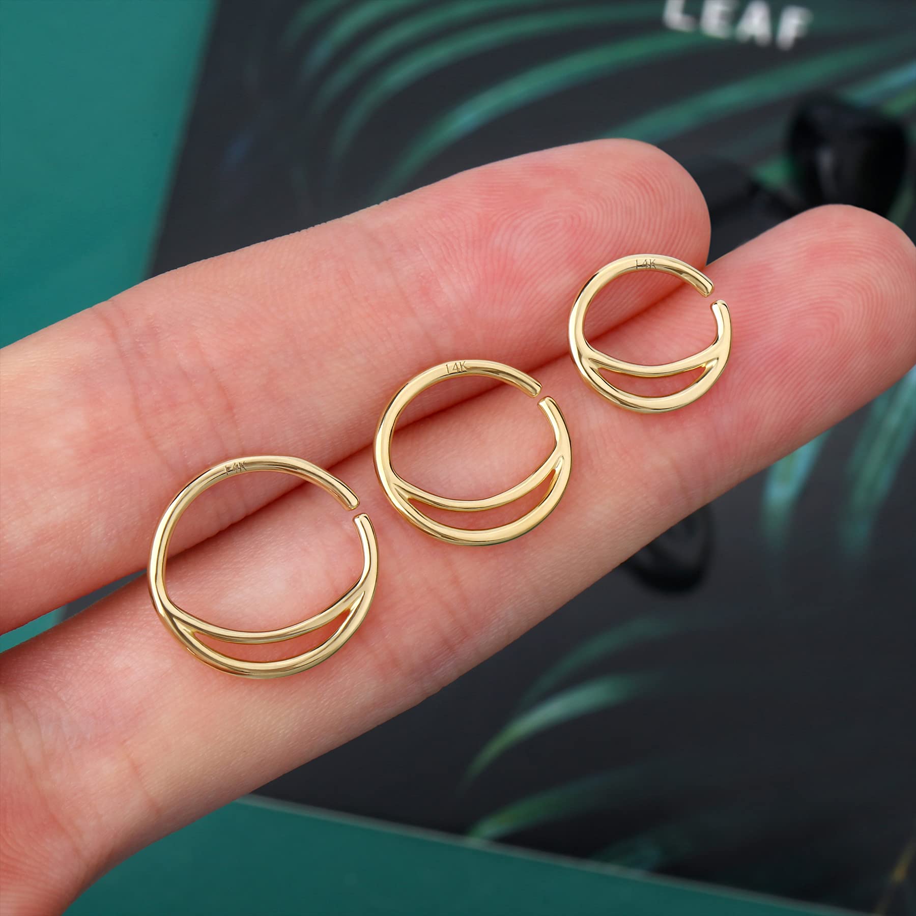 COCHARM 14K Solid Gold Septum Ring 16G 14K Yellow Gold Helix Hoop Earring 8MM Gold Septum Nose Ring Gold Septum Piercing Jewerly