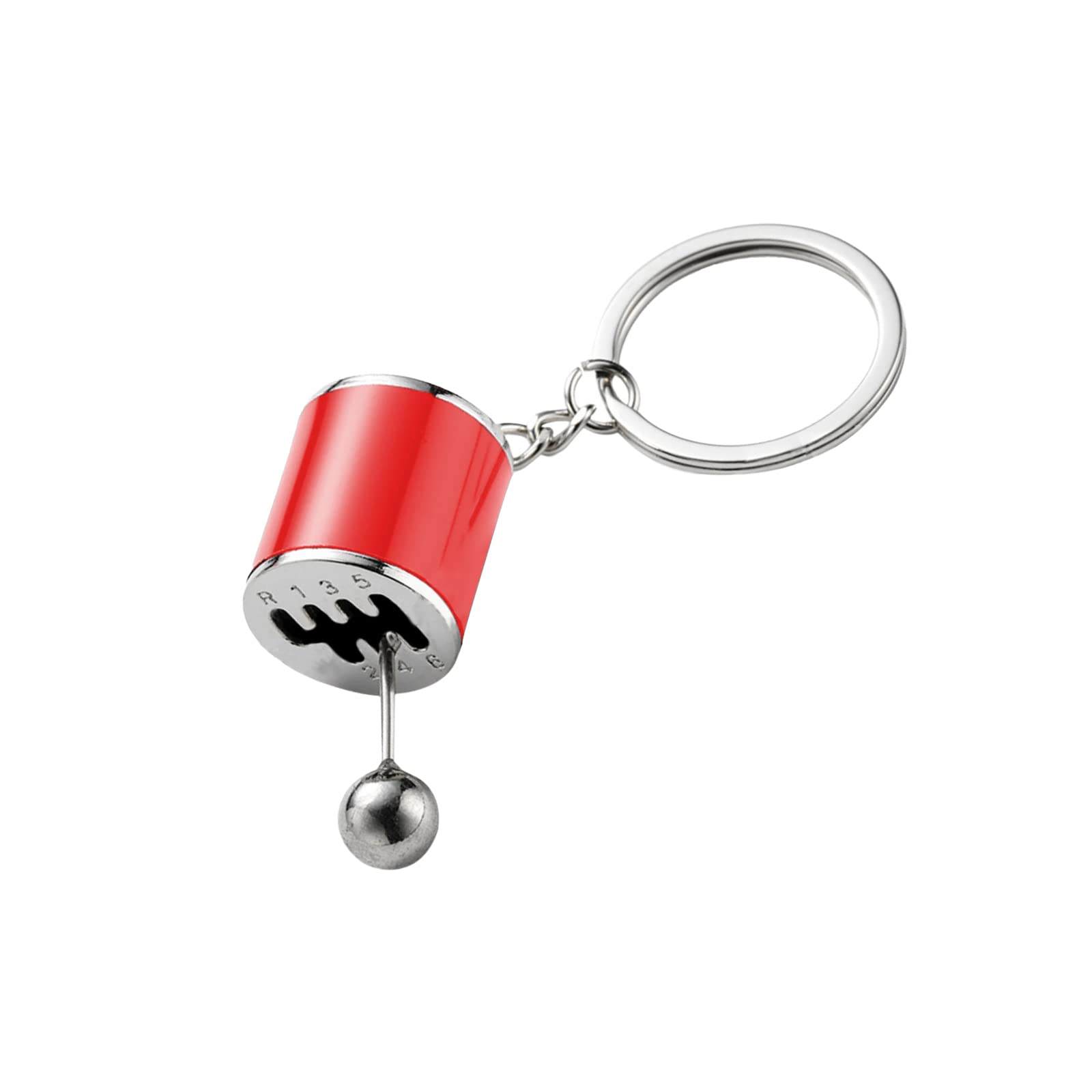 cueclue 1 Pack Car Shifter Keyring, Polished Metal Key Chain Model, 6 Speed Gear Key Clip, Universal Mini Keychain (Blue)