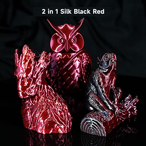 Gratkit Silk Dual Color PLA Filament, Coextrusion PLA Filament 1.75mm, -0.03mm, 1KG/Roll, Silk PLA Black & Red