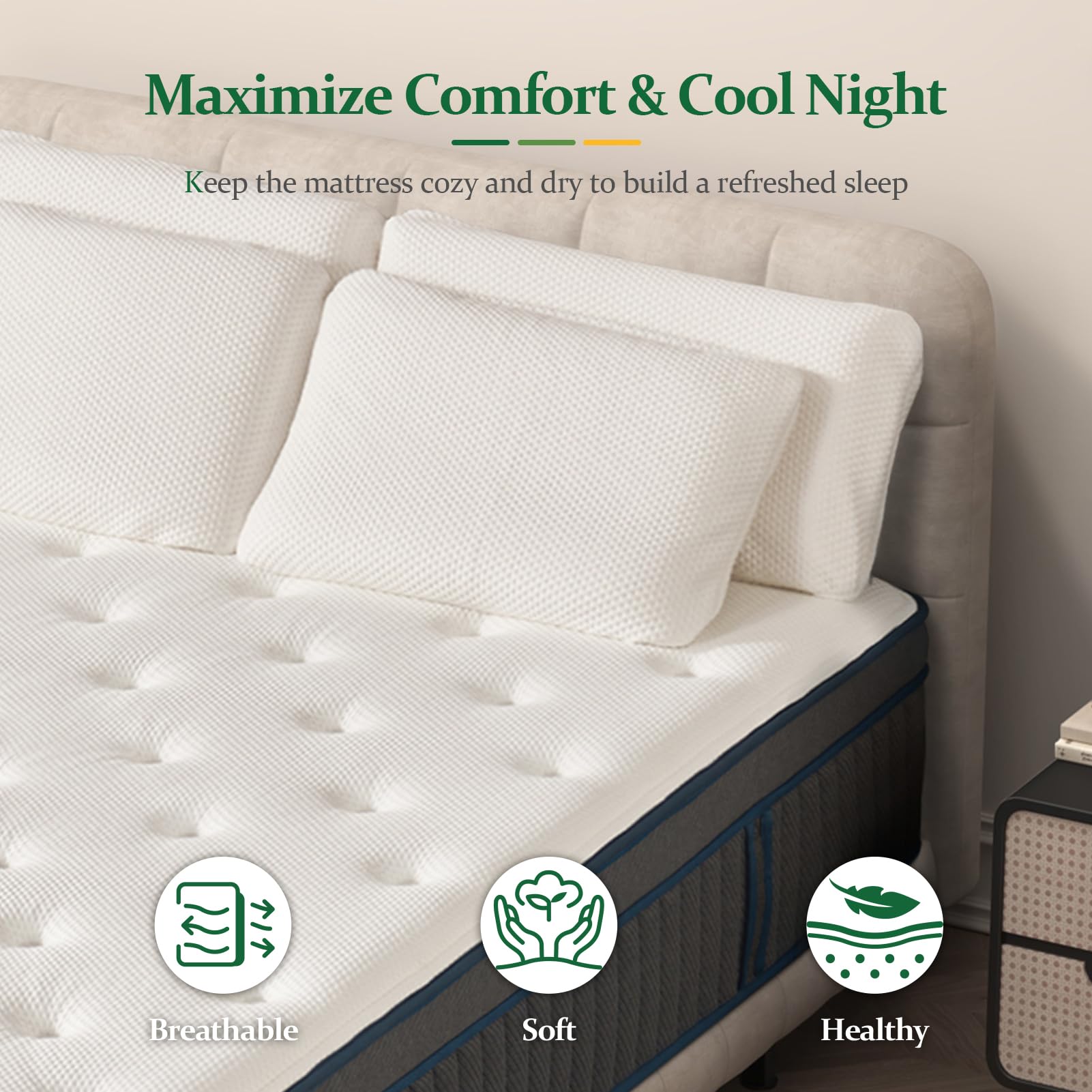 Lechepus Full Mattress, 14Inch Gel Memory Foam & 7-Zone Pocket Spring Mattress Full Size, Cooler Night and Pressure Relief, Medium Plush Hybrid Mattresses in Box