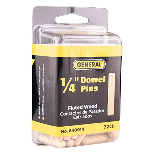 General Tools 840014 1/4-Inch Fluted Wood Dowel Pins, 72-Pack
