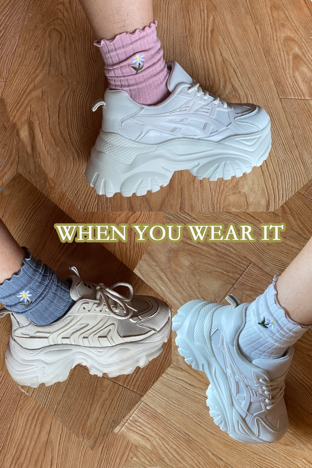 Doitall Crew Socks for Women Ruffle Socks Womens Slouch Cute Dress Socks Black Socks US 5-9