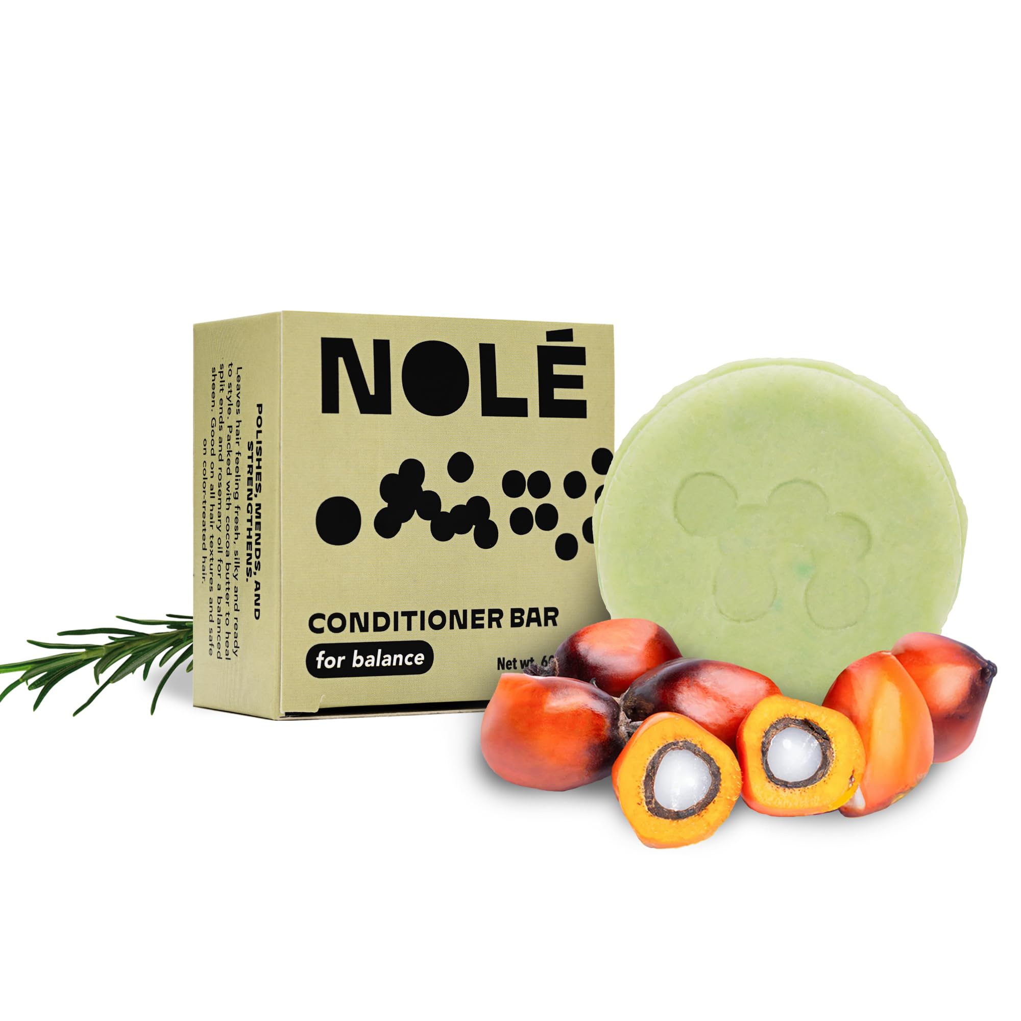 NOLE CARE Rosemary Mint Shampoo Bar With Batana Oil - Rice Protein Shampoo, For Hair Growth, Anti-Dandruff Formula, Sulfate-Free, Sustainable, Plastic-Free Packaging - 3 oz Bar
