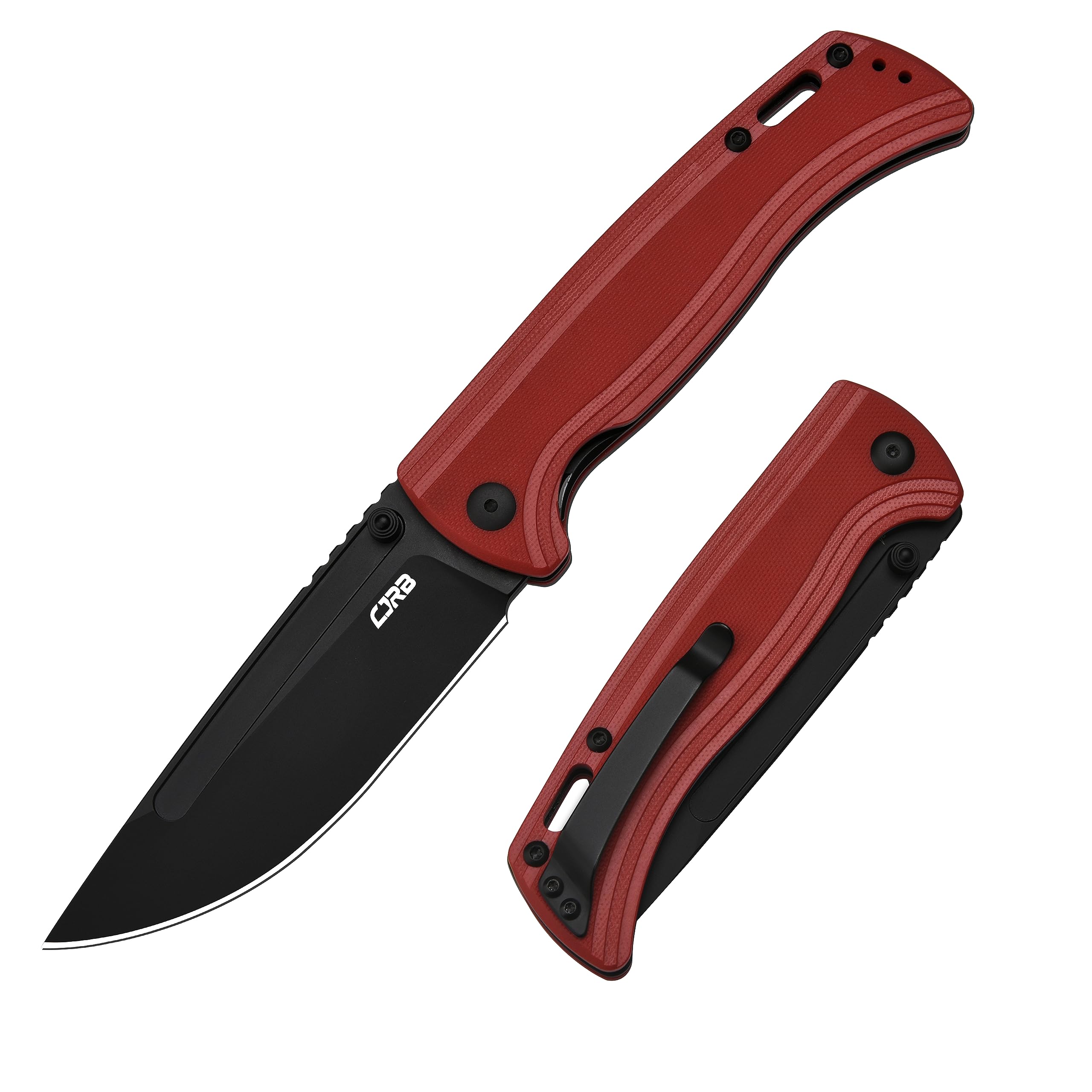 CJRB CUTLERY Folding Knife Resource (J1932) Black PVD AR-RPM9 Steel Blade and Red G10 Handle