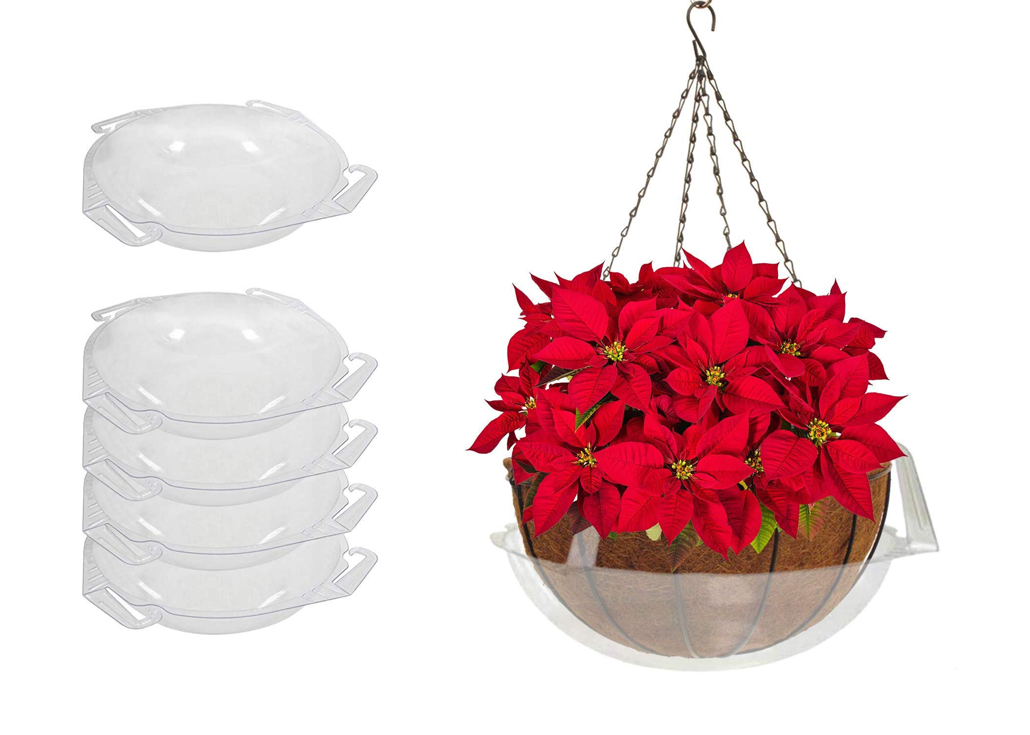 Curtis Wagner Plastics Hanging Wire Coco Basket Drip Pan (5-Pack) - 12-14 Inch - Fast & Easy Snaps, Used Indoors, Outdoors & Garden Potting