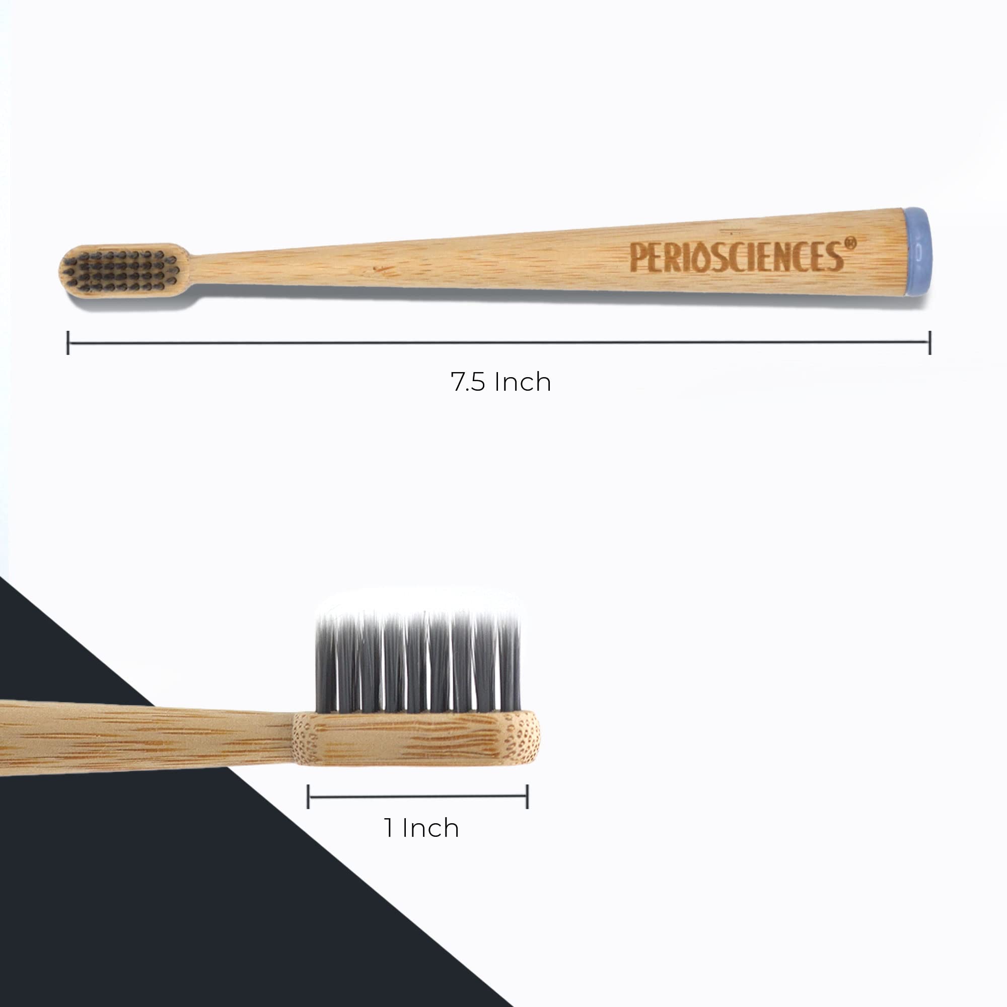 PerioSciences Biodegradable Bamboo Toothbrush, Soft Charcoal Bristles