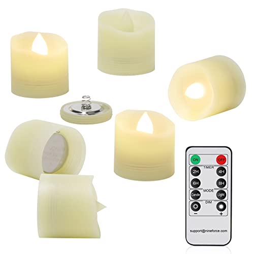 Flameless Candles with Remote LED Tealight Candles Tea Lights Votive Candle with Timer, Unscented Outdoor Flickering Warm White Flame Fake Candles, Battery Operated Candles 200 Hours - 6 Set x 1.3"