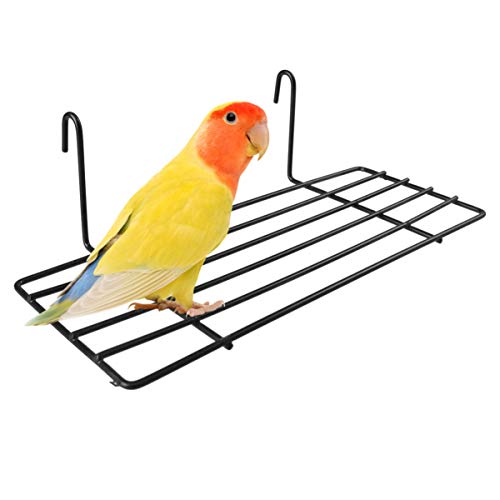 POPETPOP Bird Toys Perch Cage Platform, Parrot Perch Shelf, Wire Playstand Portable Training Playground Wire Patio Sundeck Bird Play Pen Comfy Perch for Parrot