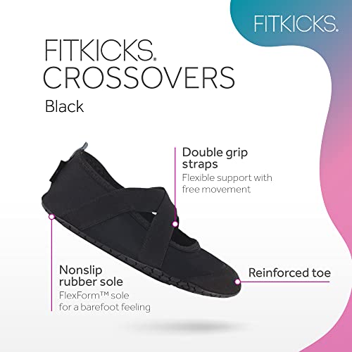 FITKICKS Crossovers Active Footwear, Foldable Shoes, Medium, Black