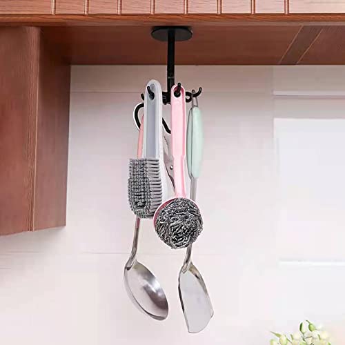 kdhgoo 1PC Self-Adhesive 360° Rotating Hook with 6 Hooks for Kitchen Bath Wardrobe Wall Hooks Space Saving No Drilling