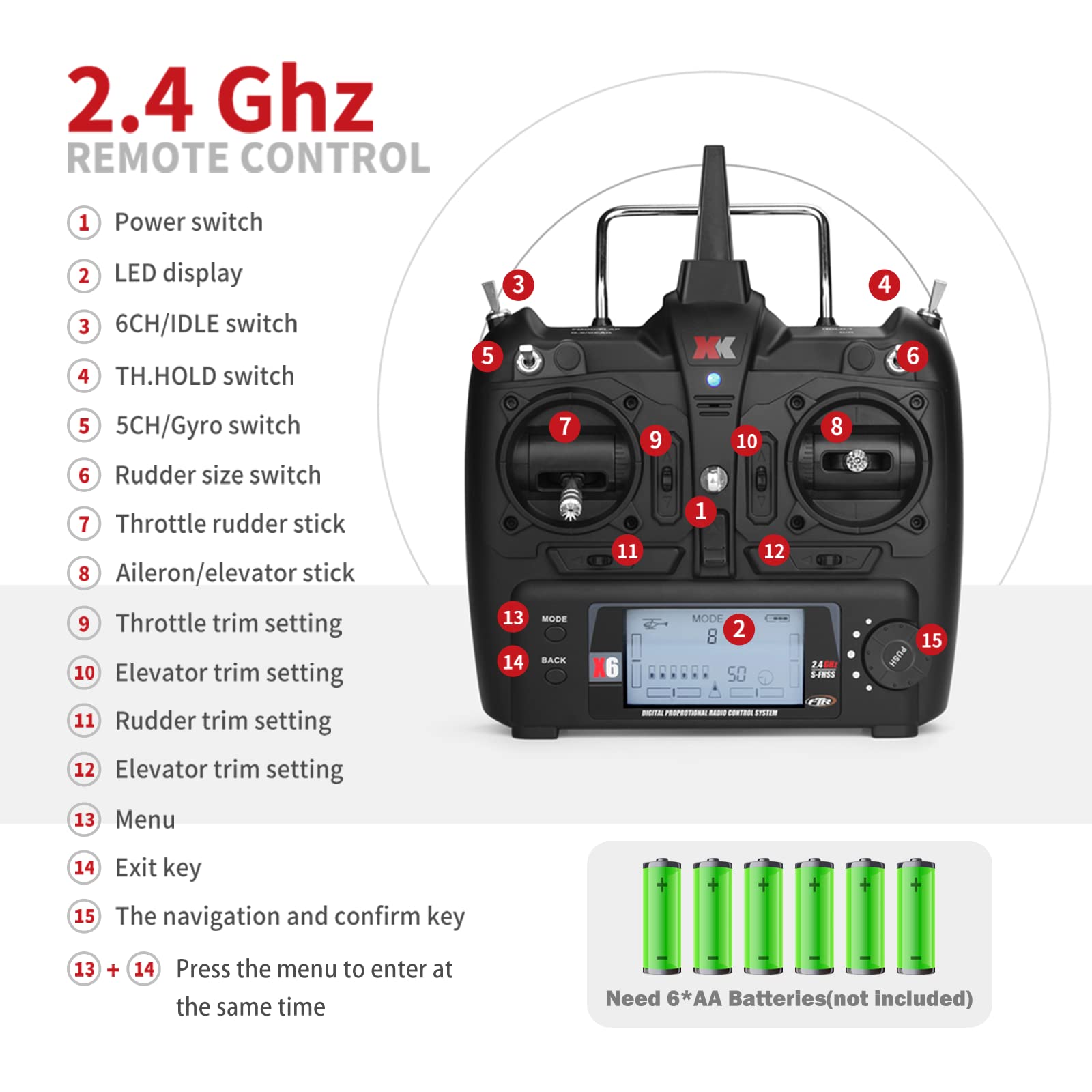 CKYSCHN Remote Control Helicopter, WLtoys K110S RC Helicopters with 3D/6G Mode Gyro for Adults, 6 Channel RC Aircraft with Brushless Motor, Mini Helicopter with 3 Batteries