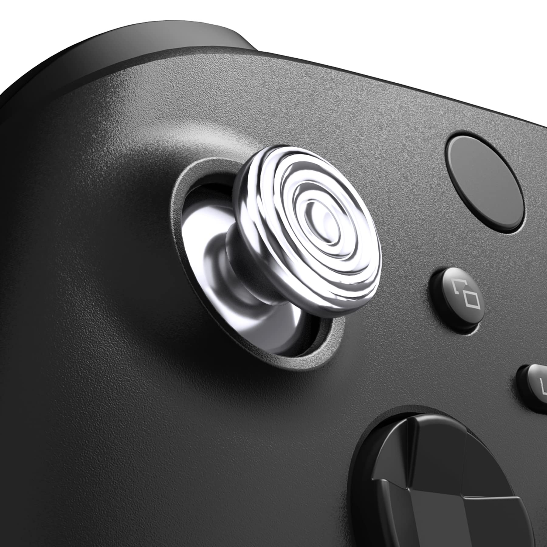 eXtremeRate Custom Silver Metal Thumbsticks for Xbox Series X/S Controller, Concentric Circles Aluminum Alloy Analog Stick for Xbox One S/X, Replacement Joystick for Xbox One Standard Elite Controller