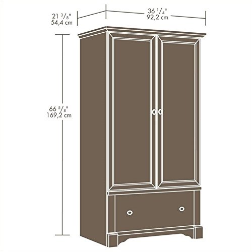 Pemberly Row Contemporary Design Wardrobe Armoire with Storage Drawer in Cherry