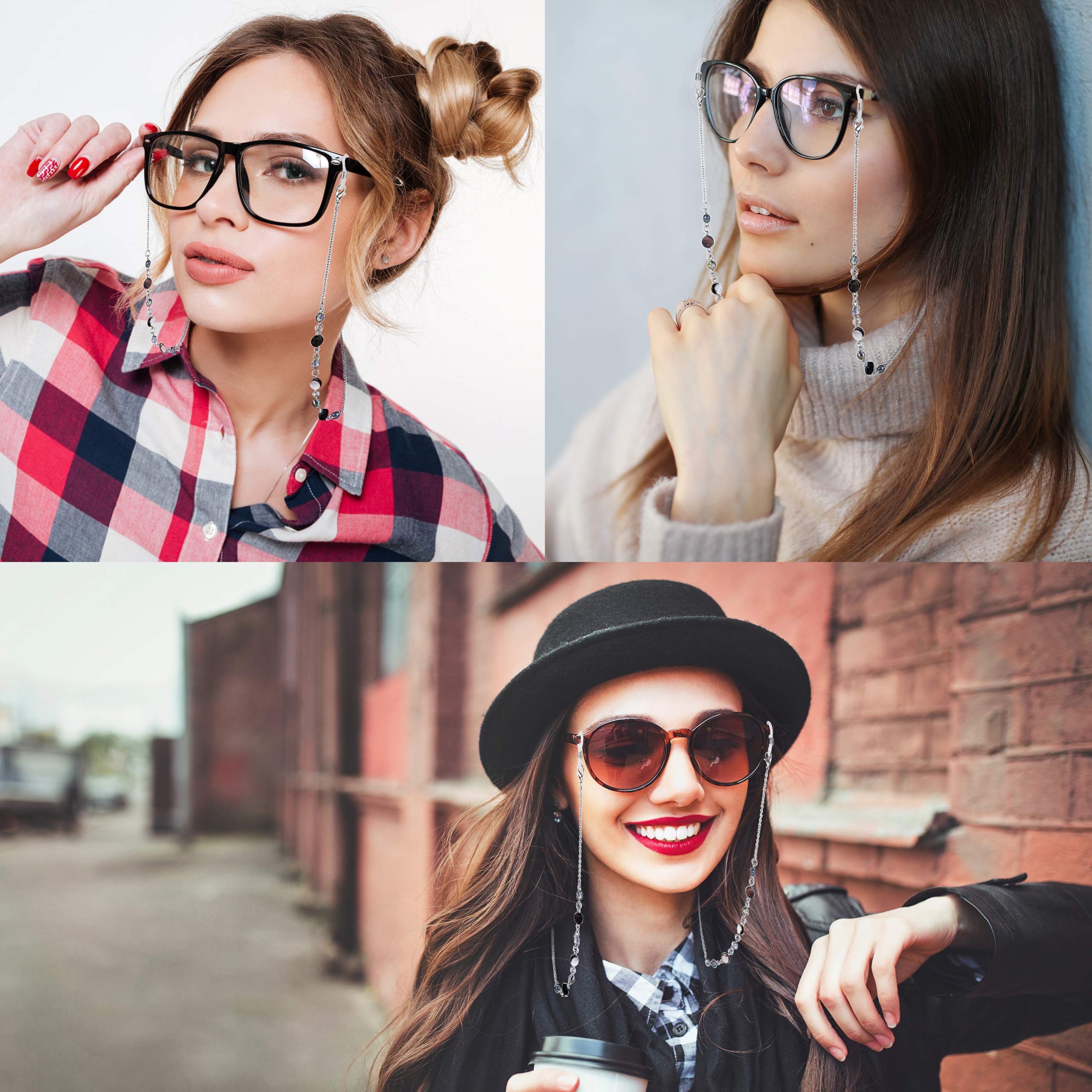 Crimmy Glasses Eyeglass Chain Strap Holders around Neck for Women, Stylish Eye Glasses Sunglasses Mask Necklace Lanyard