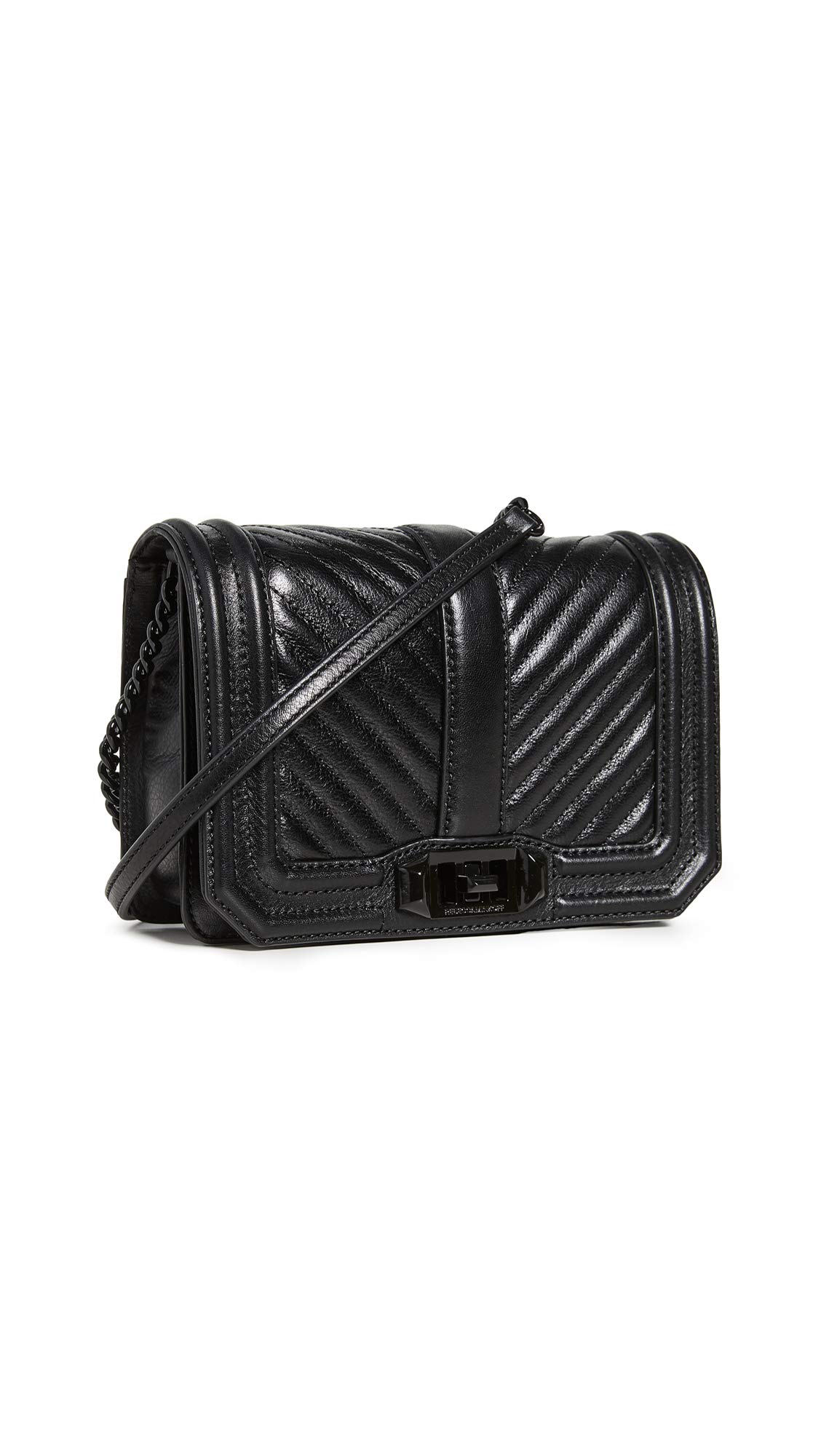 Rebecca Minkoff womens Chevron Quilted Love Crossbody Handbag, Black, One Size US