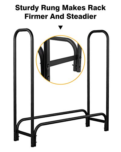 GASPRO 4FT Firewood Rack Outdoor with Cover, Includes Thickened & Widened Rungs, Heavy Duty Log Rack Wood Holder, Easy to Assemble