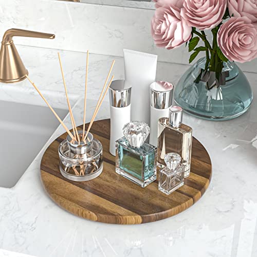 Lazy Susan Kitchen Cabinet Organizers - 13.2 Inch Acacia Wood Lazy Susan Turntable Organizer for Pantry Table Countertop Bathroom Organization and Storage, Non-Skid, Strong Kitchen Accessories