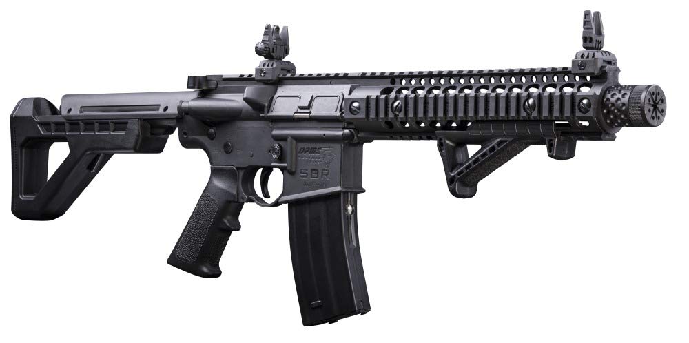 Crosman Full Auto SBR CO2-Powered BB Air Rifle with Dual Action Capability And Red Dot Sight, Black/Scope, DSBRX
