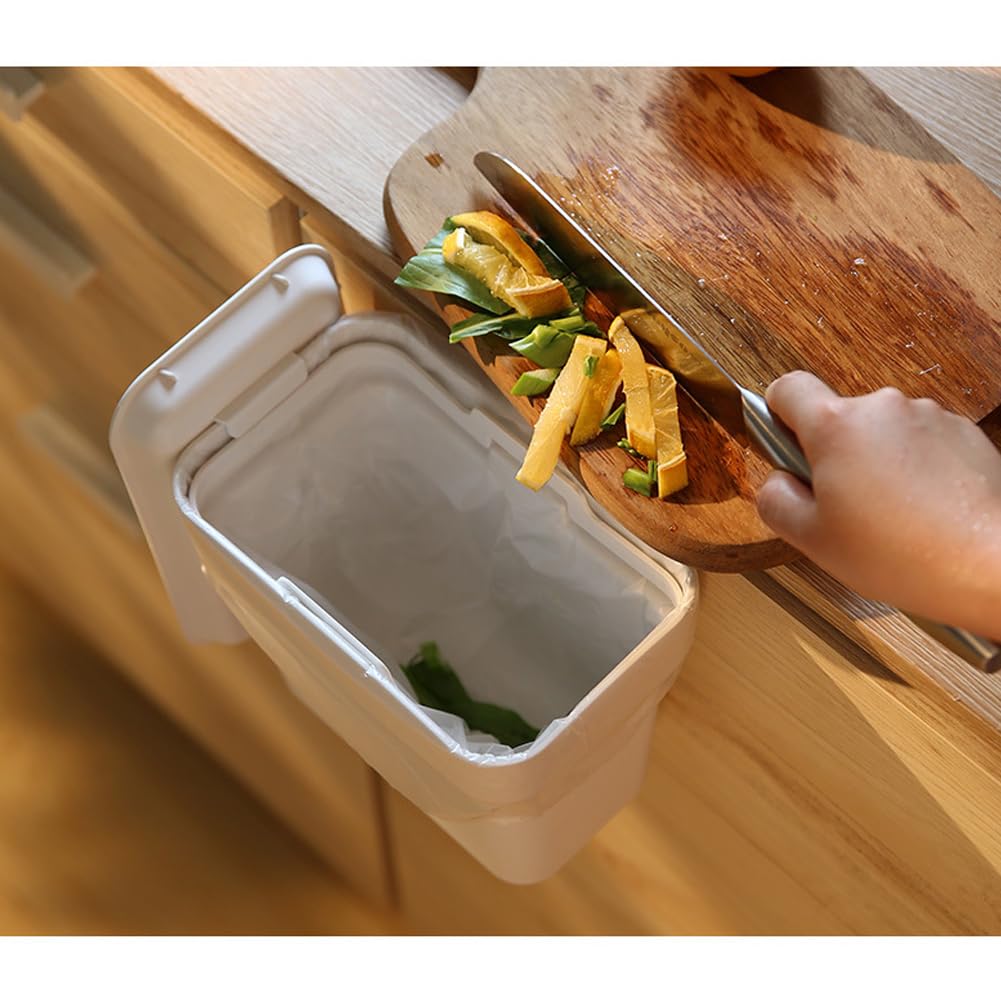 kaileyouxiangongsi 0.8 Gallon Hanging Small Trash Can with Lid for Cupboard/Bathroom/Bedroom/Office/Camping,Grey