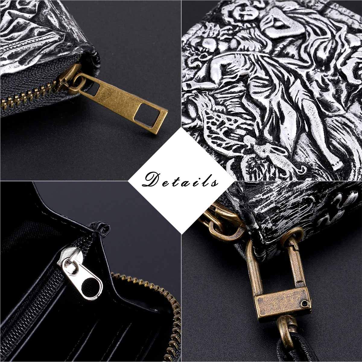 Women's Clutch Wallet Ladies Zip Around Bifold Long Purse Travel Phone Card Holder Organizer Wrist Strap (Venus)