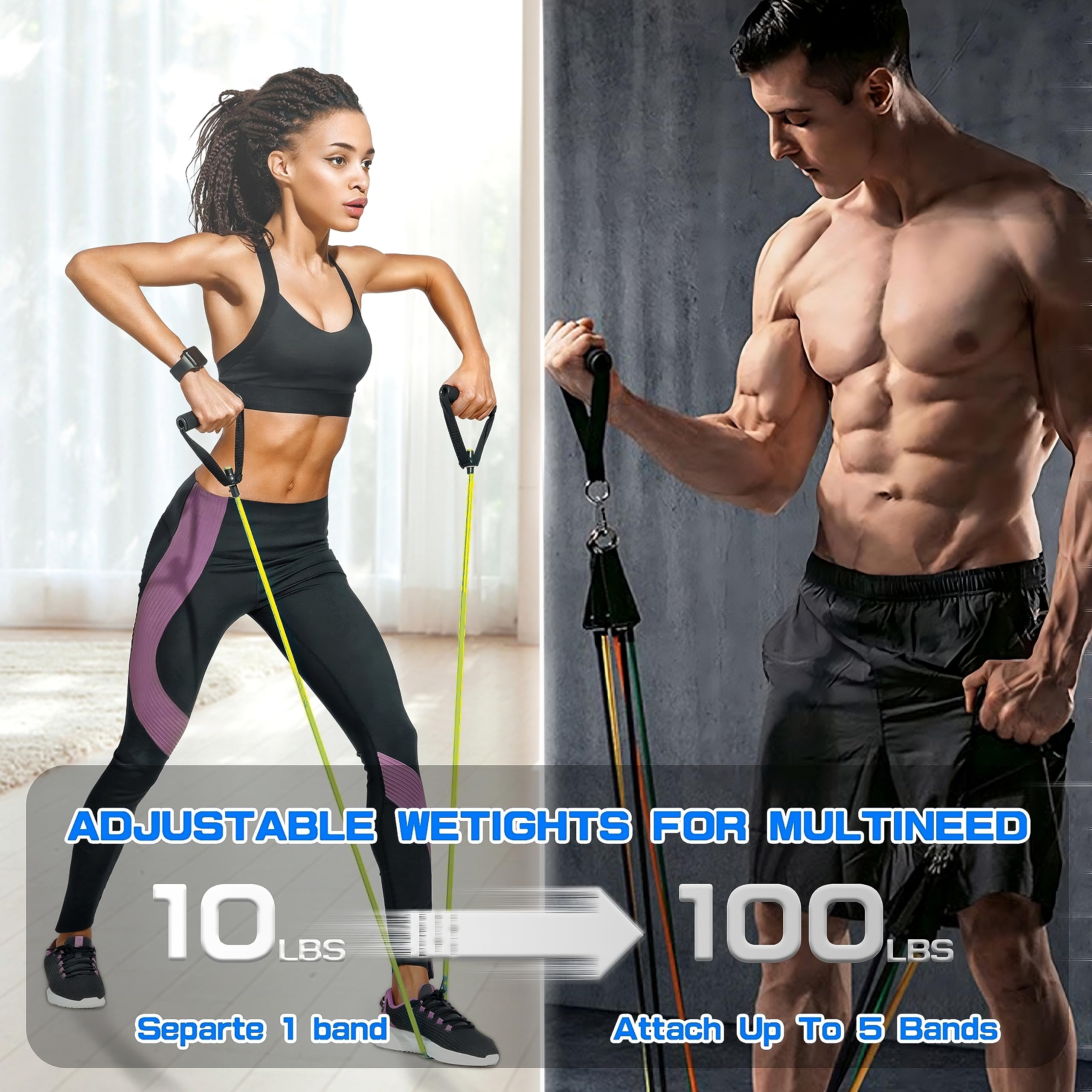 CENIVI Resistance Bands Set for Resistance Training, Physical Therapy, and Home Workouts - Ideal Exercise Bands with Handles for Men and Women - Perfect Weight Bands for Home Strength Training