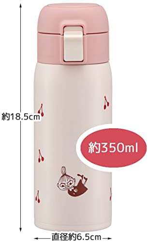 Skater STOT3 Stainless Steel Mug Bottle, Hot and Cold Retention, One-Touch 11.8 fl oz (350 ml), Moomin, Little My, Diameter 2.6 x Height 7.2 inches (65 x 182 mm)