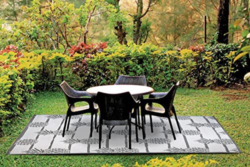 Healthy Choices Outdoor Area Rug - 4 x 6 ft - Waterproof, Fade Resistant, Reversible, Premium Recycled Plastic, Lightweight Floor Mat for RV, Patio, Deck, Picnic, Beach, Trailer, Camping - Silver