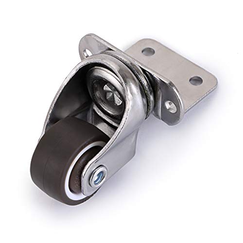 Skelang 4 Pcs 1 Inch Side Mounting Casters, TPE Swivel Plated Caster Wheels, L- Shaped Mute Wheel, Replacement for Baby Bed, Carts Trolley, Kitchen Cabinet, Furniture, Table, Loading Capacity 100 Lbs